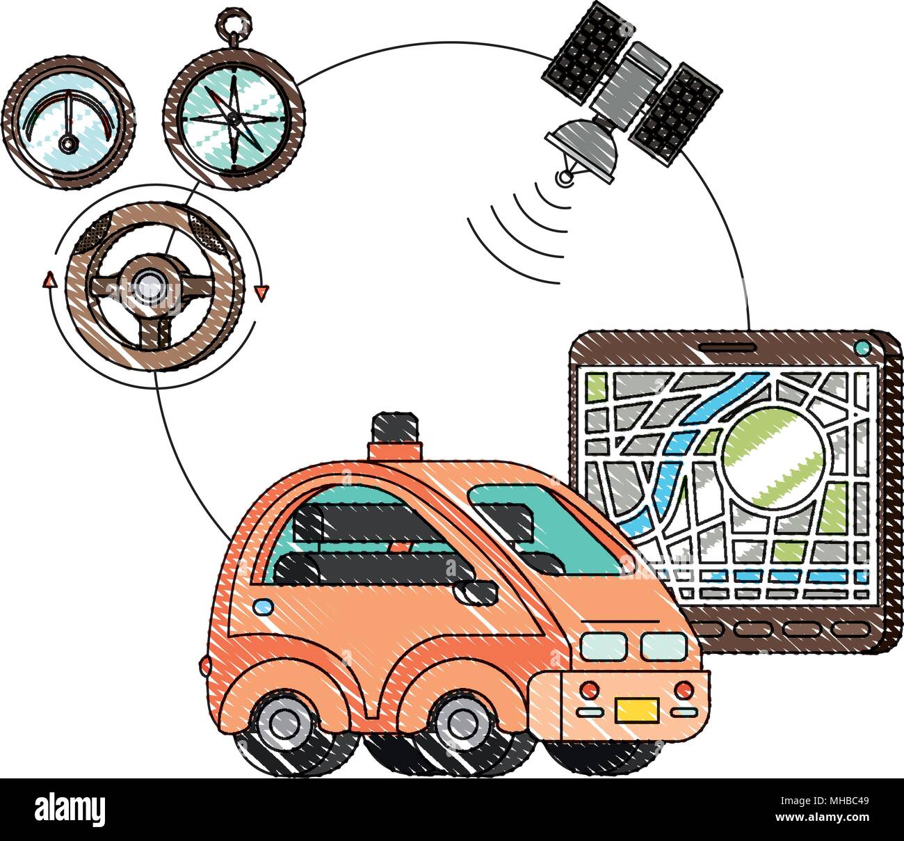 Tablet car map Stock Vector Images - Alamy