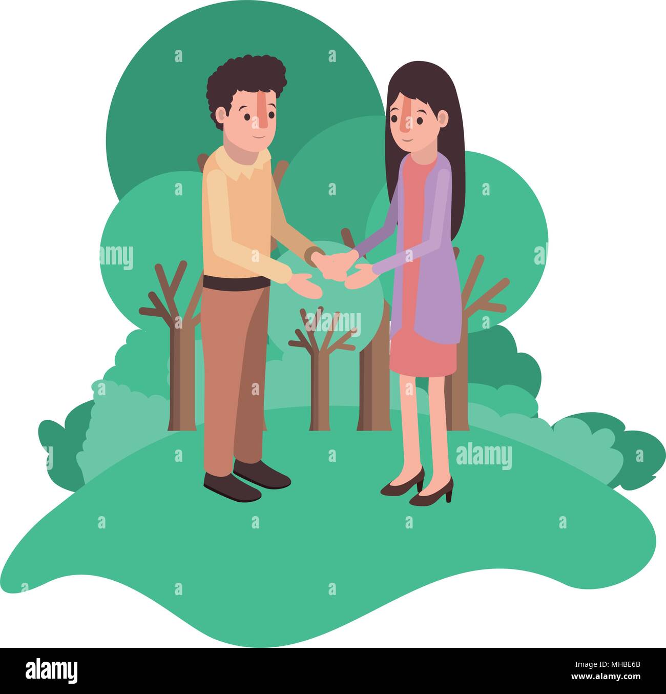 couple isometrics in field landscape avatars characters Stock Vector ...