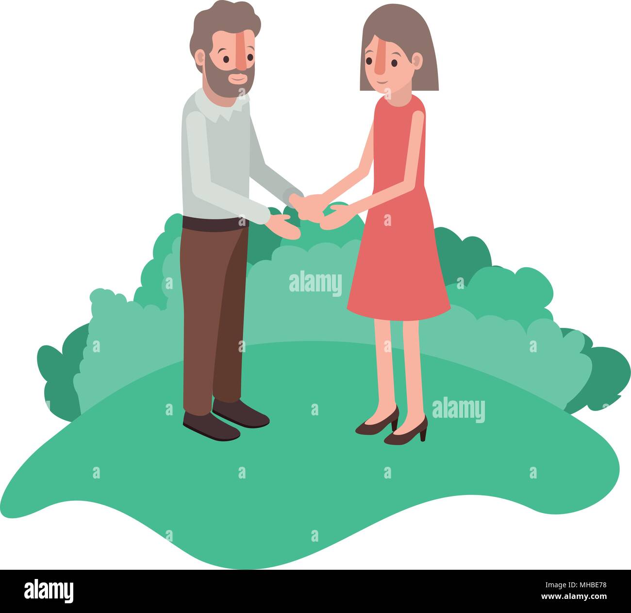 couple isometrics in field landscape avatars characters Stock Vector ...