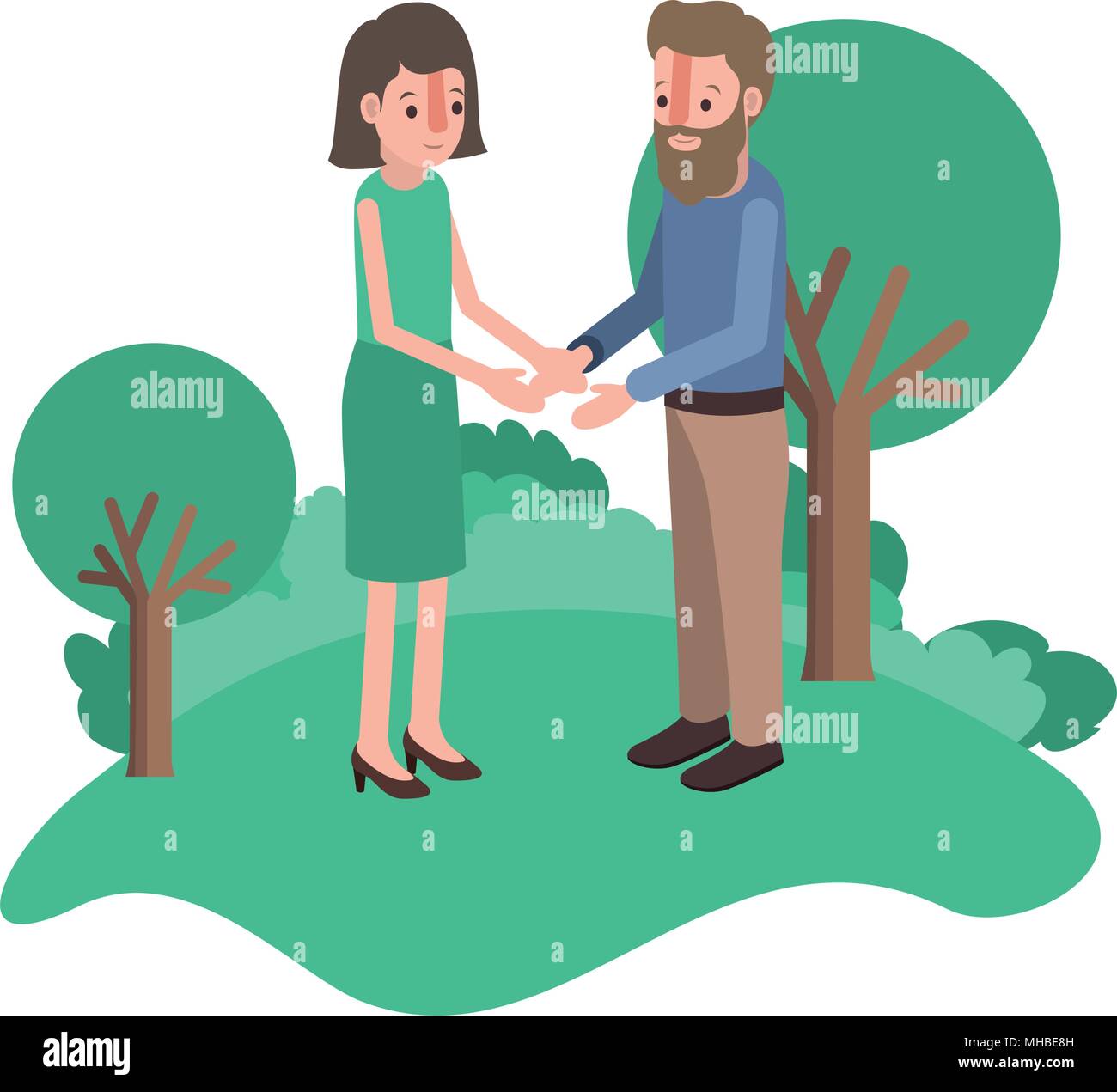 couple isometrics in field landscape avatars characters Stock Vector ...