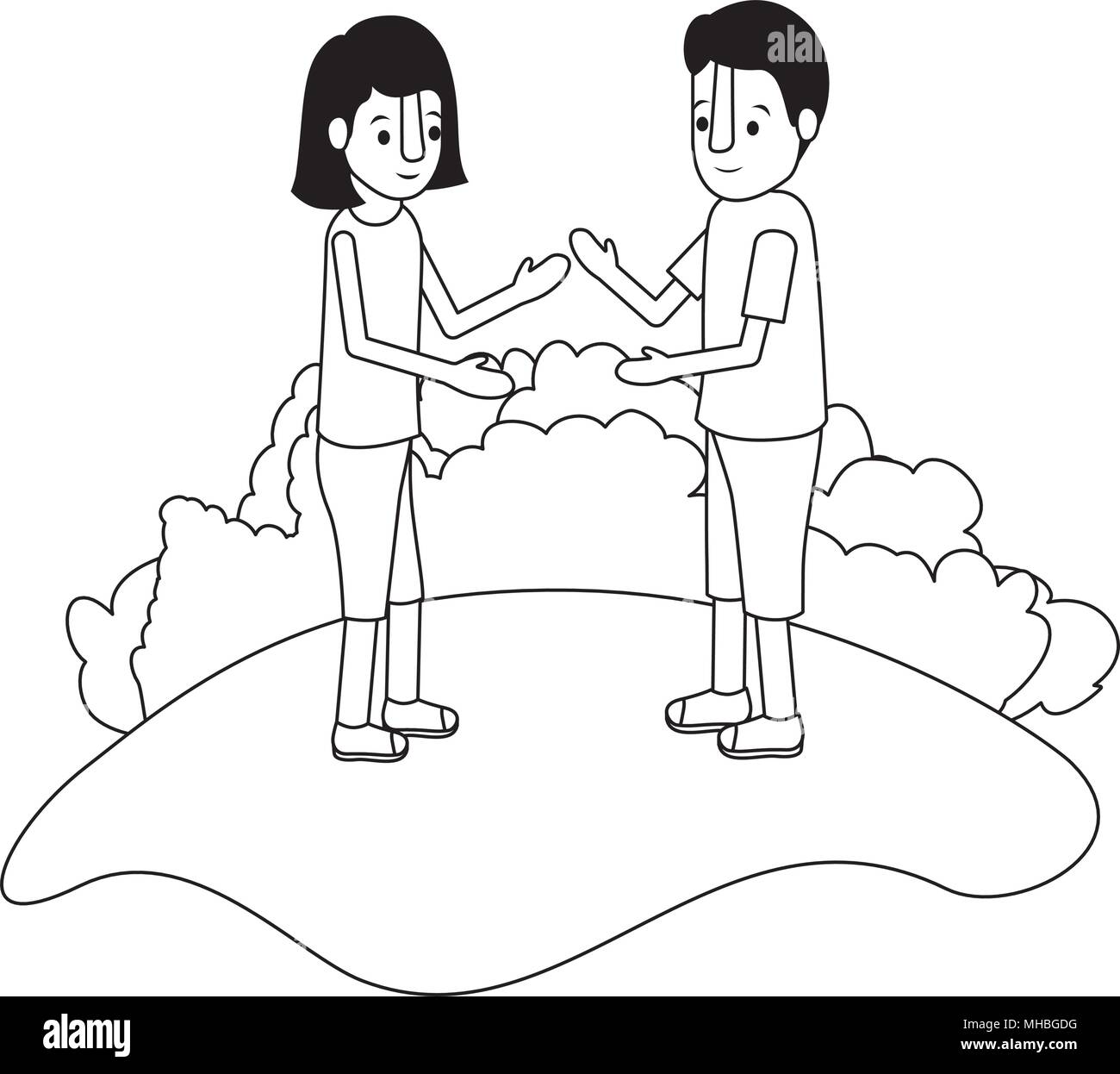 couple isometrics in field landscape avatars characters Stock Vector ...