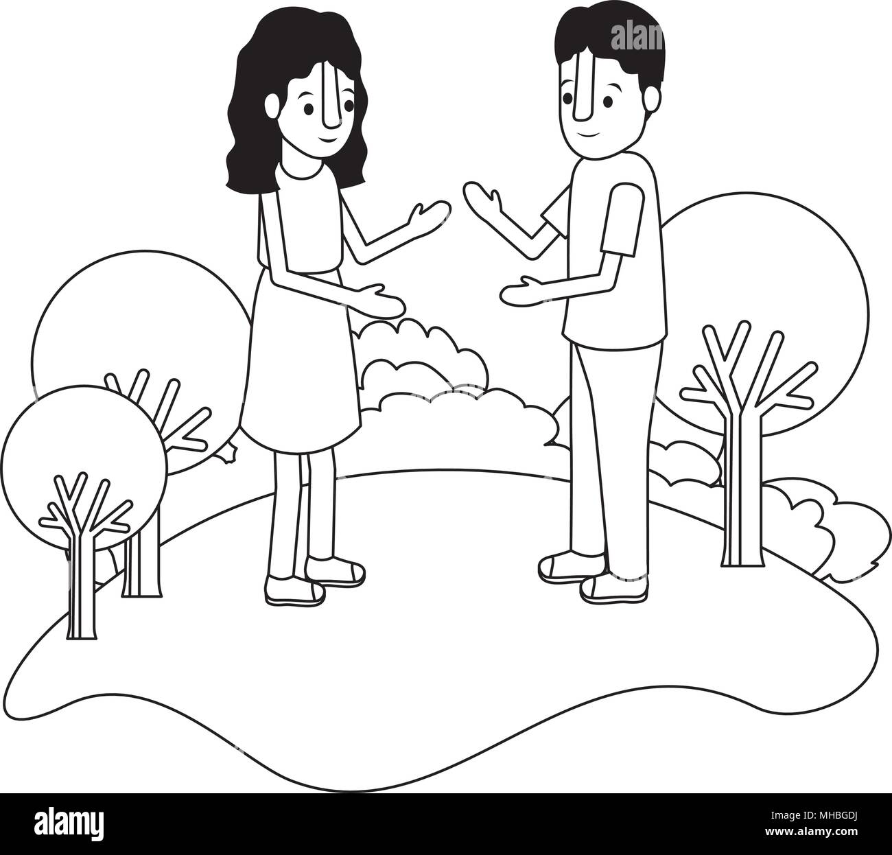 couple isometrics in field landscape avatars characters Stock Vector ...