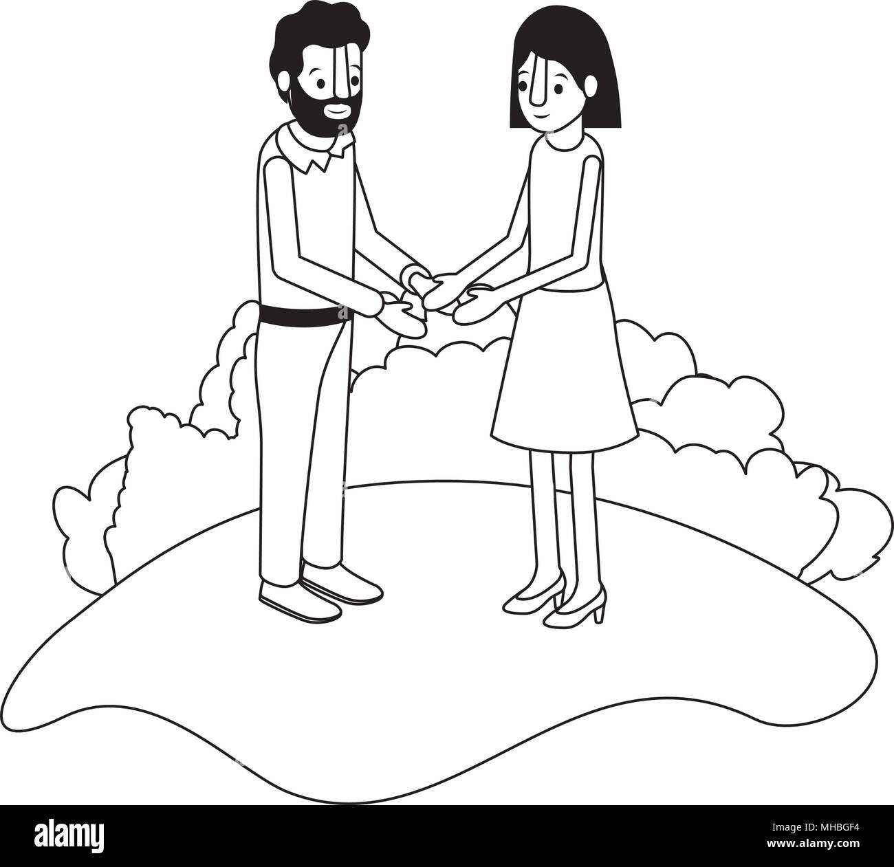couple isometrics in field landscape avatars characters Stock Vector ...