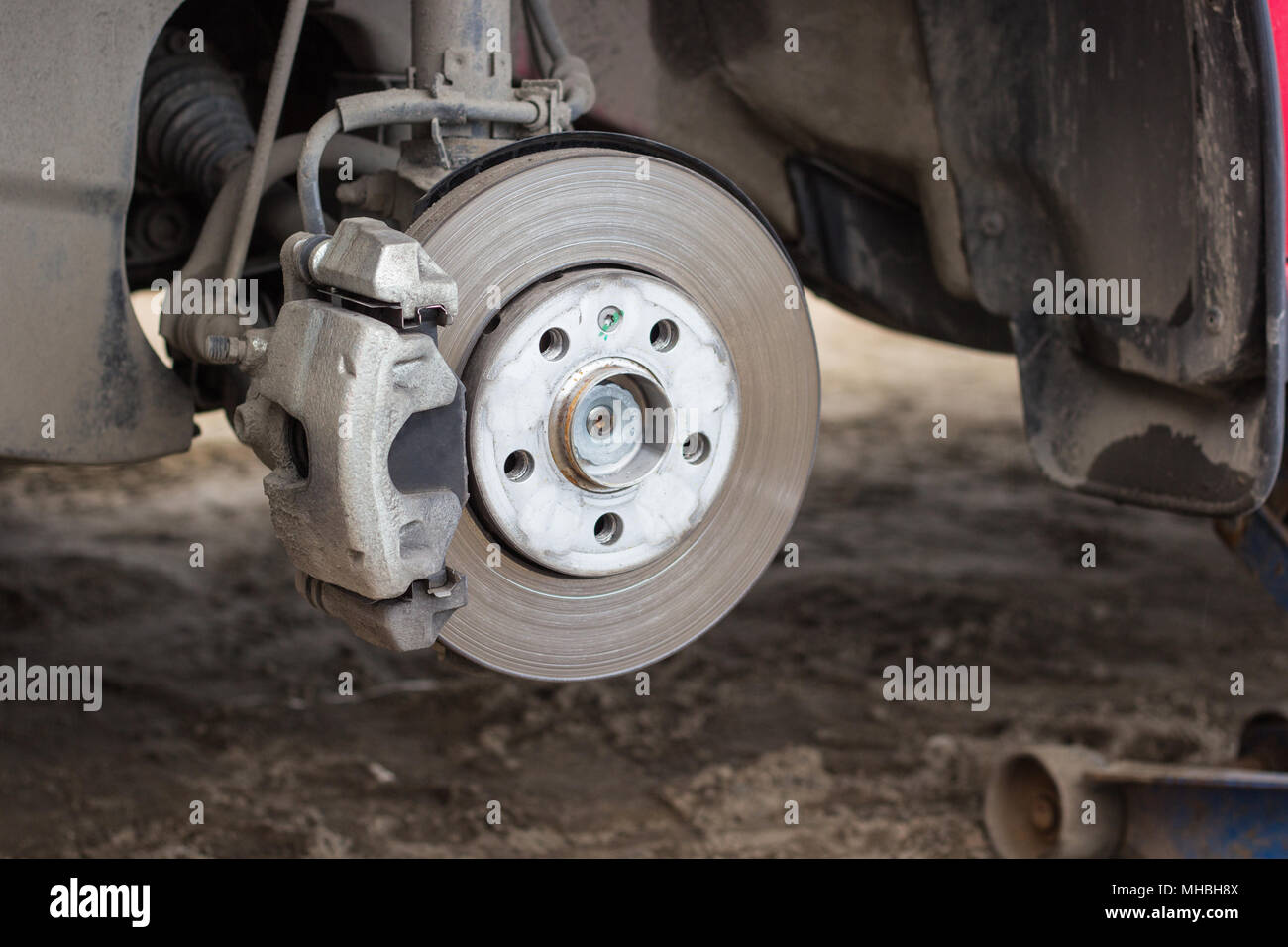 Brake disk and detail of a wheel hub Stock Photo - Alamy