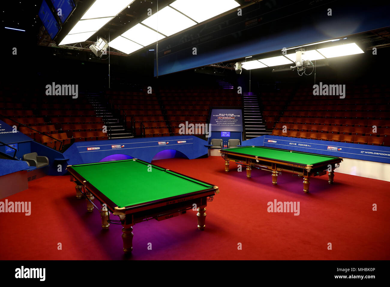 A general view of the Crucible two-table set-up during day ten of the ...