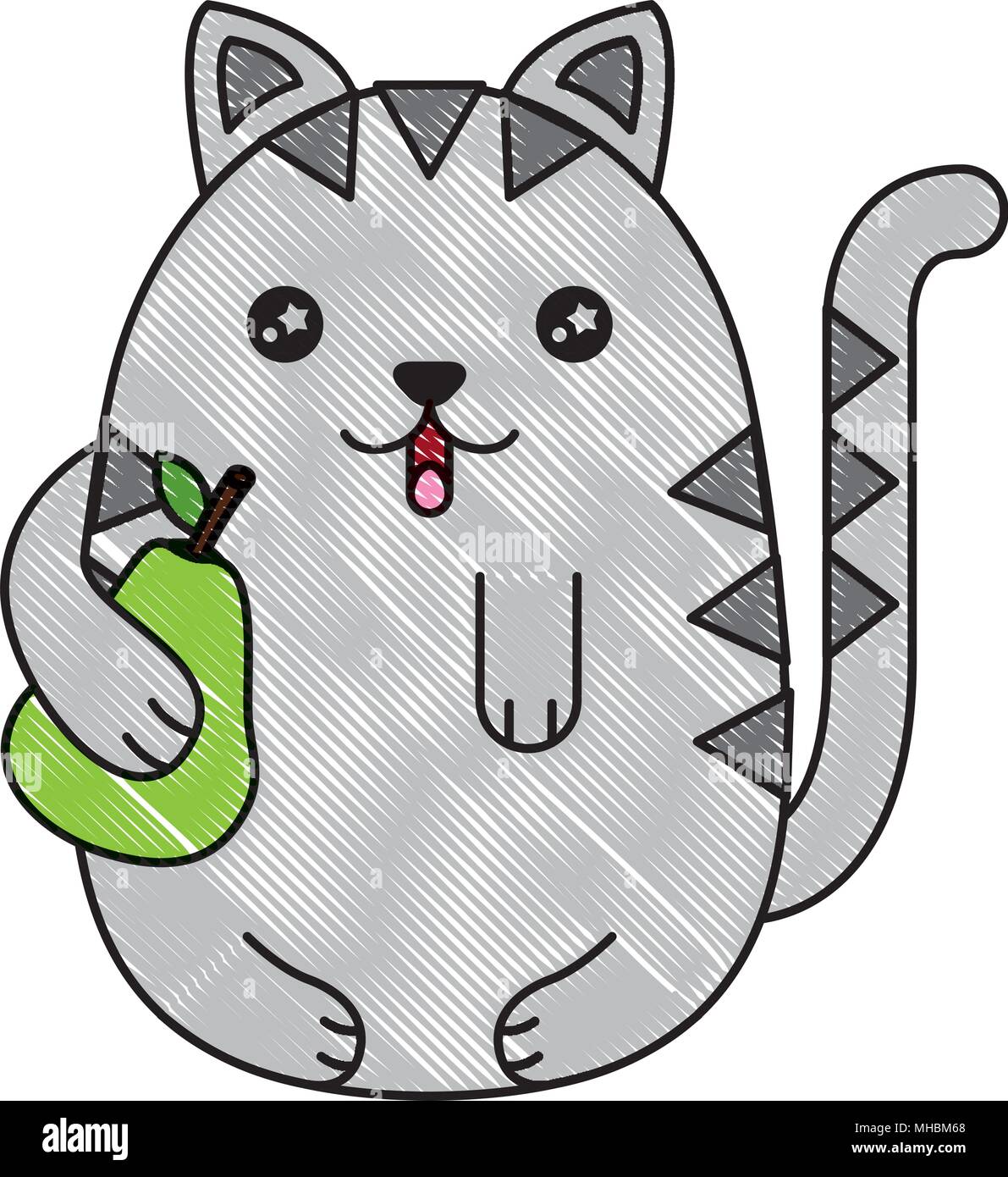 cute cat with pear fruit kawaii character vector illustration design ...