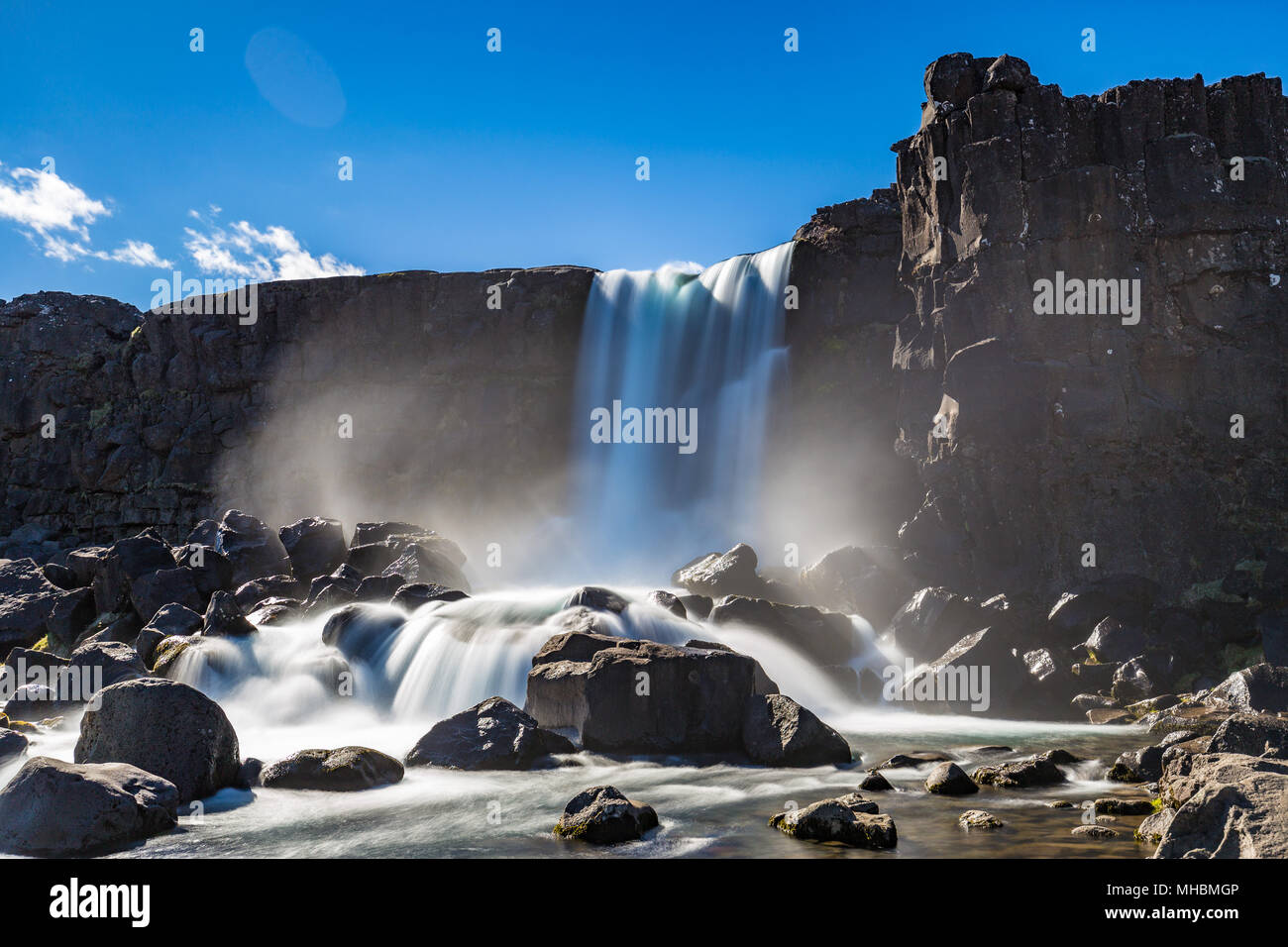 Oxararfoss waterfall in Thingvellir national park, Iceland Stock Photo ...