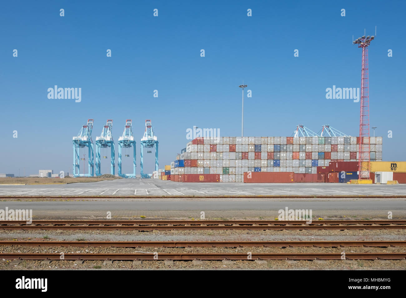 Container terminal in the port of Zeebrugge, Sunday 9 April 2017 ...