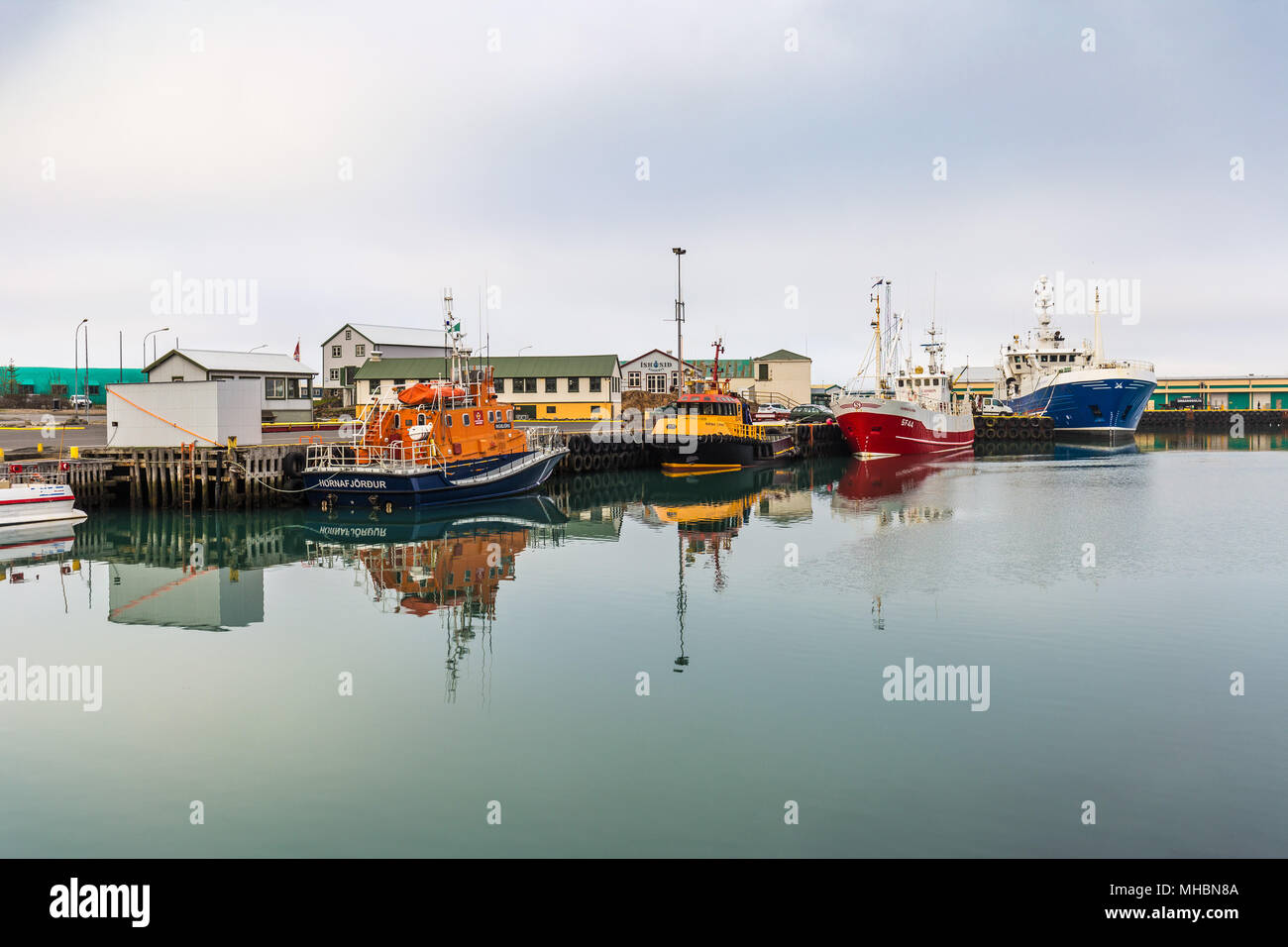 Fishing boats in Hofn harbour, Iceland Stock Photo - Alamy