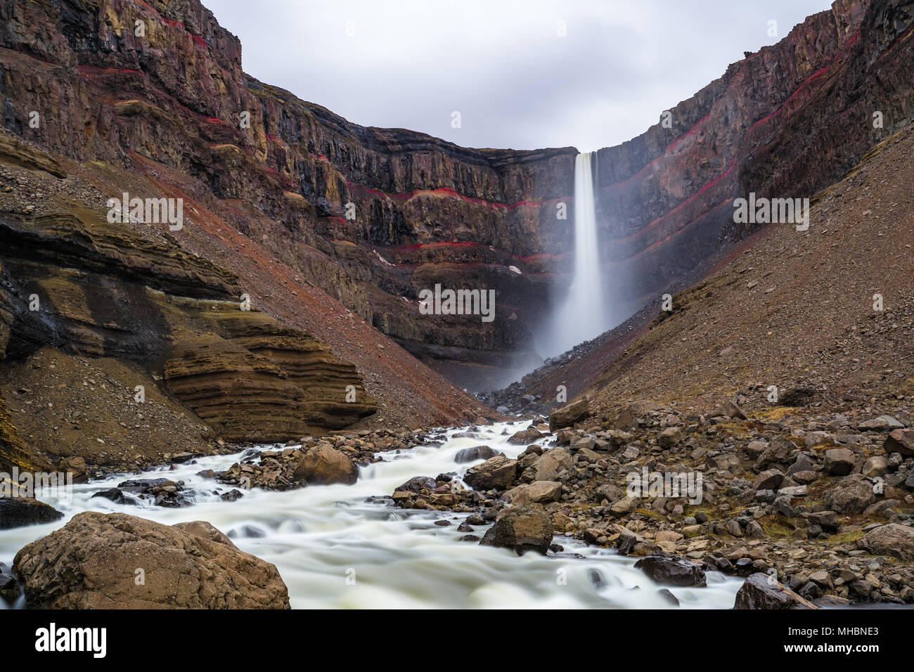 Hengifoss Waterfall in Eastern Iceland Stock Photo - Alamy