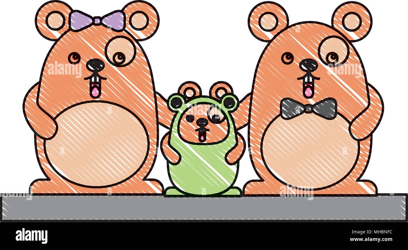 cute cartoon family mouse kawaii vector illustration Stock Vector Image ...