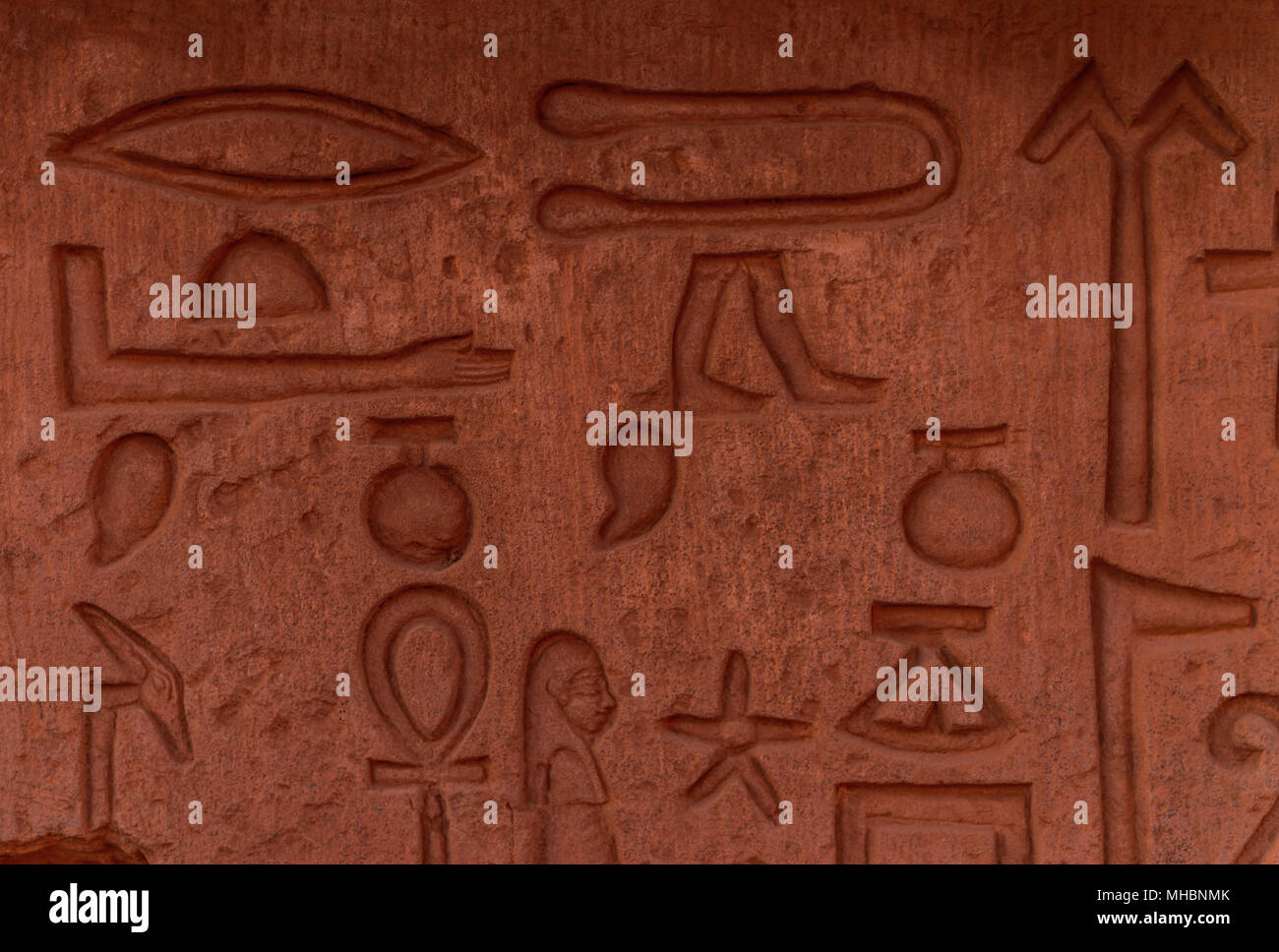 Well preserved authentic real Egyptian hieroglyphs on the wall in the ...