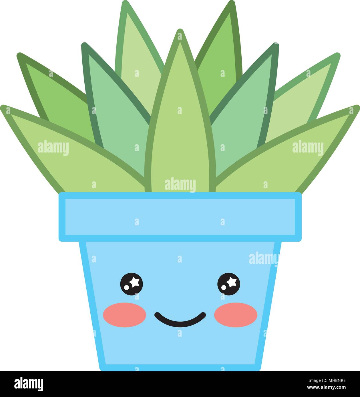 kawaii potted plant cartoon happy vector illustration Stock Vector ...