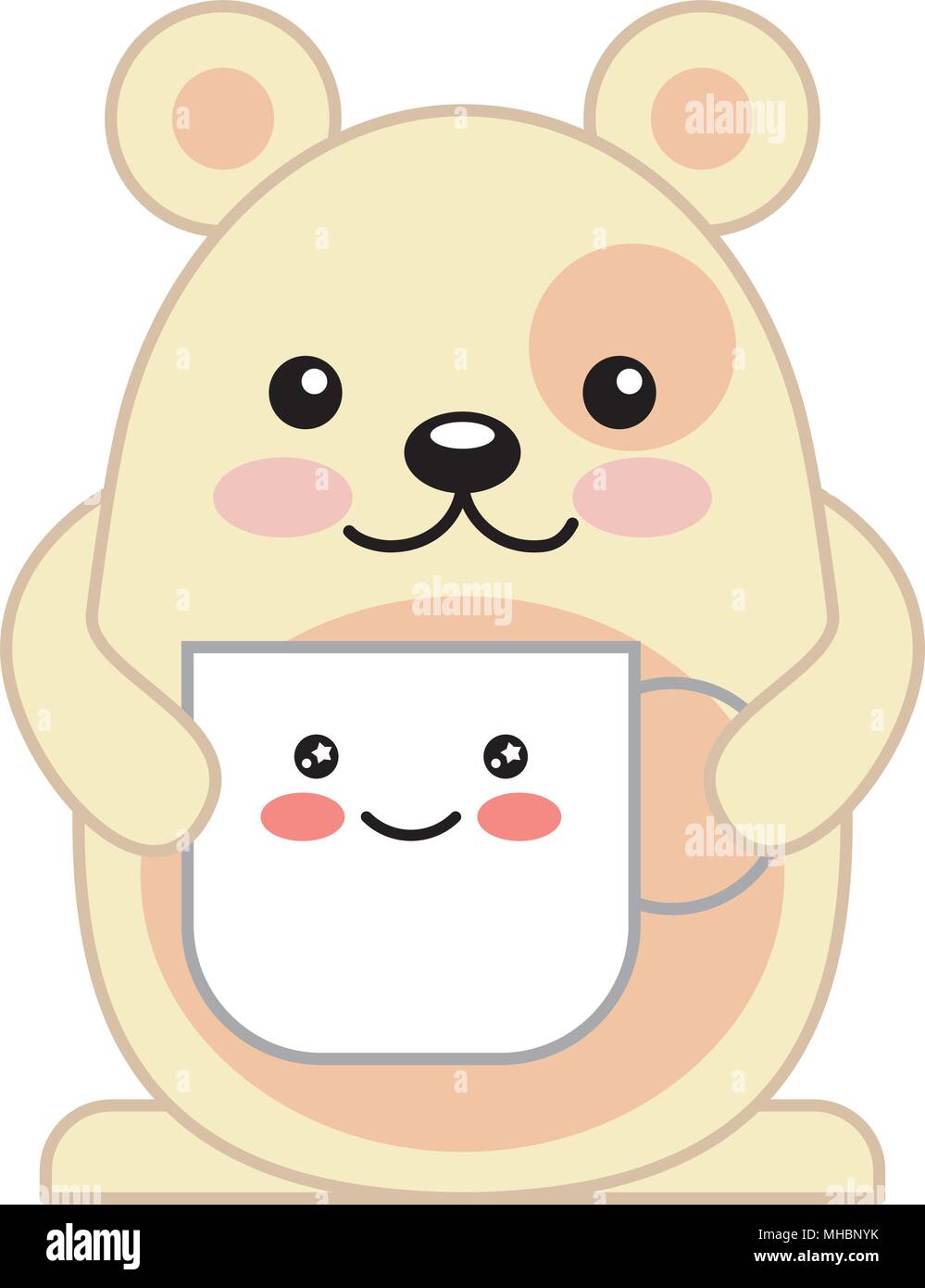 kawaii bunny with coffee cup cartoon vector illustration Stock Vector ...