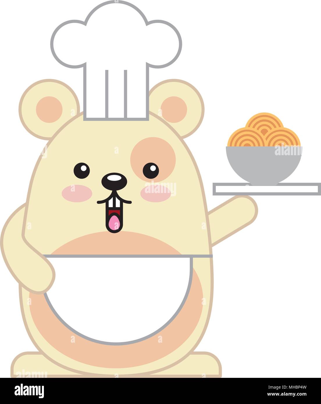 kawaii chef mouse with sweet pastry cartoon vector illustration Stock ...