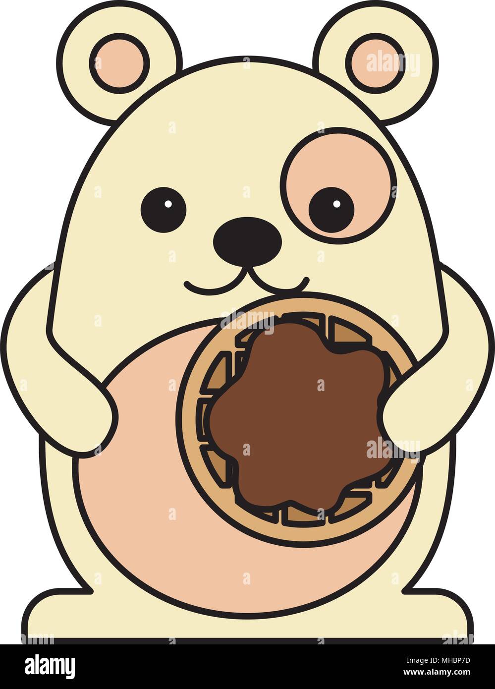 kawaii mouse cookie cartoon character vector illustration Stock Vector ...