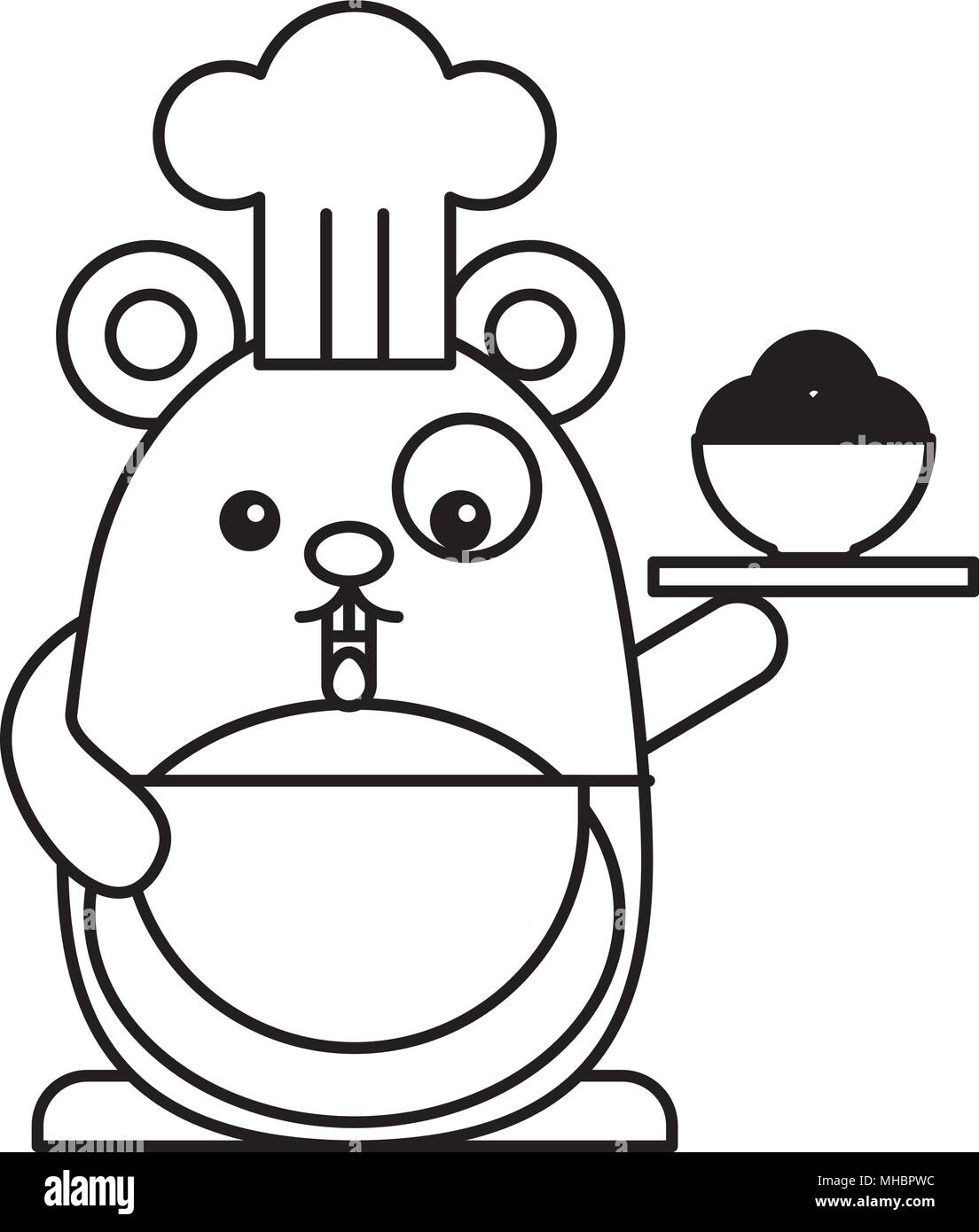 cute hamster chef with food kawaii character vector illustration design ...