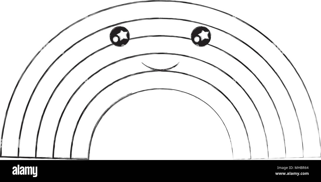 cute rainbow smiling kawaii character vector illustration design Stock ...