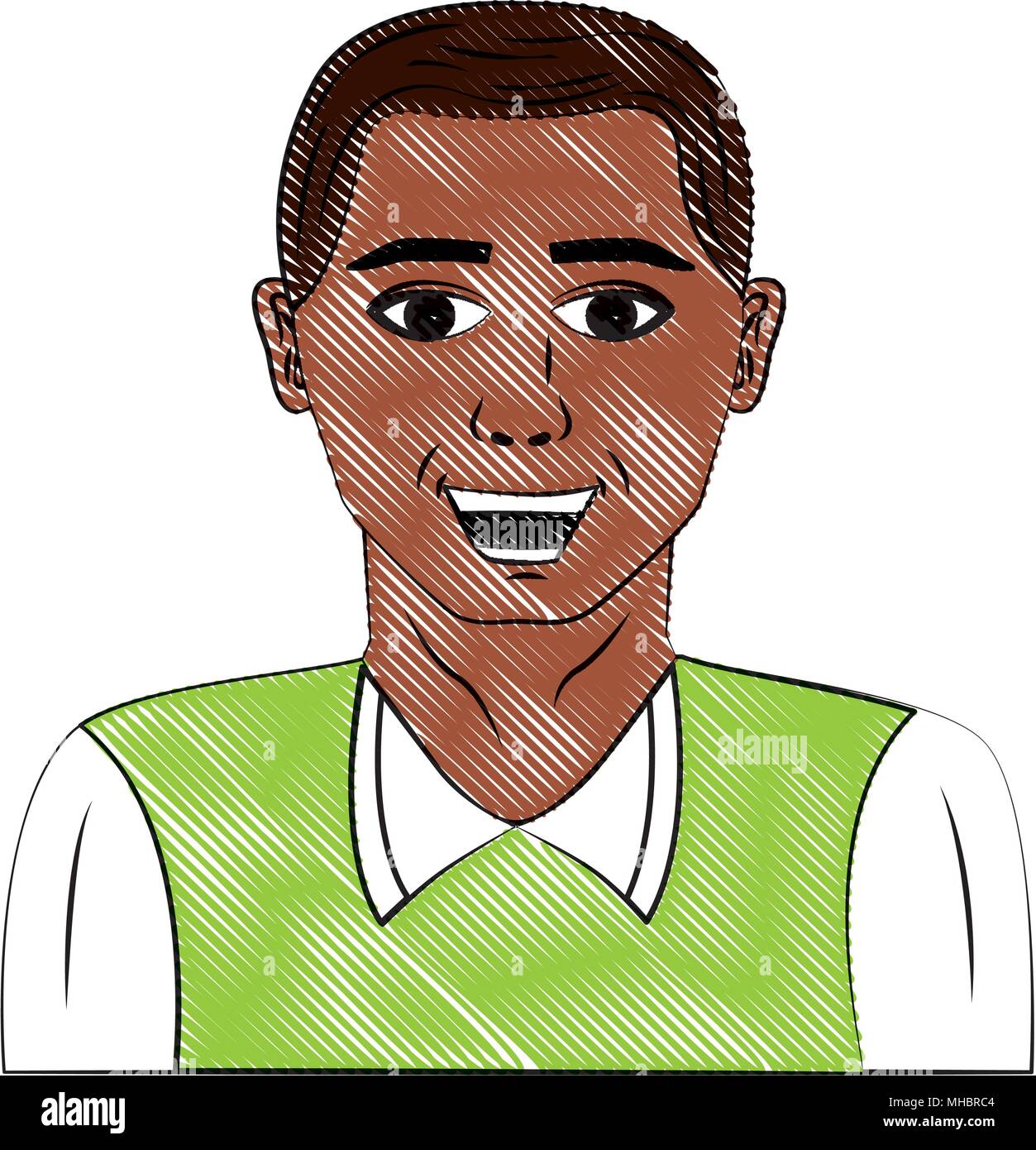 portrait smiling man cartoon character vector illustration Stock Vector ...