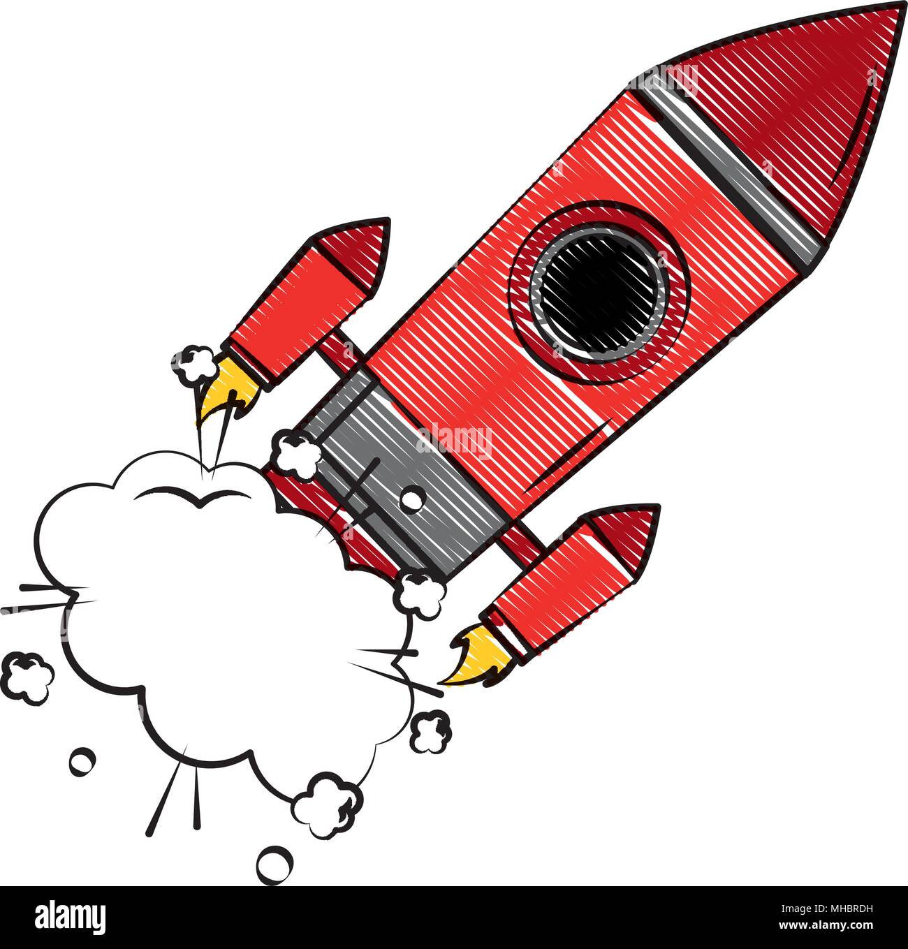 pop art rocket launch cloud explosion retro vector illustration Stock ...