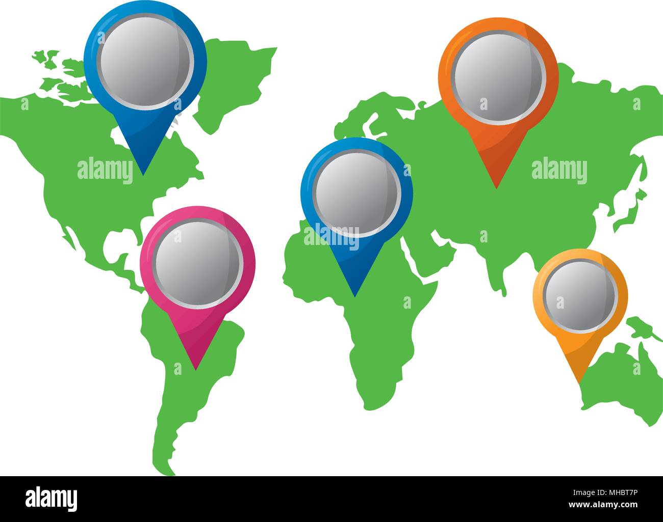 pointers direction gps navigation world map vector illustration Stock ...