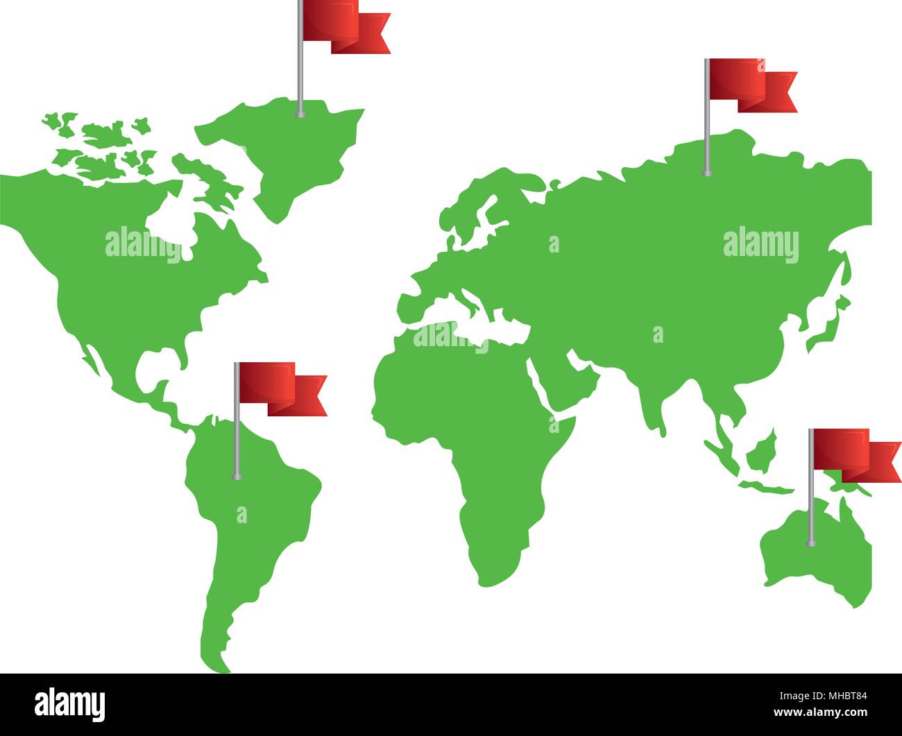 novigation gps world map with pointers flags vector illustration Stock ...