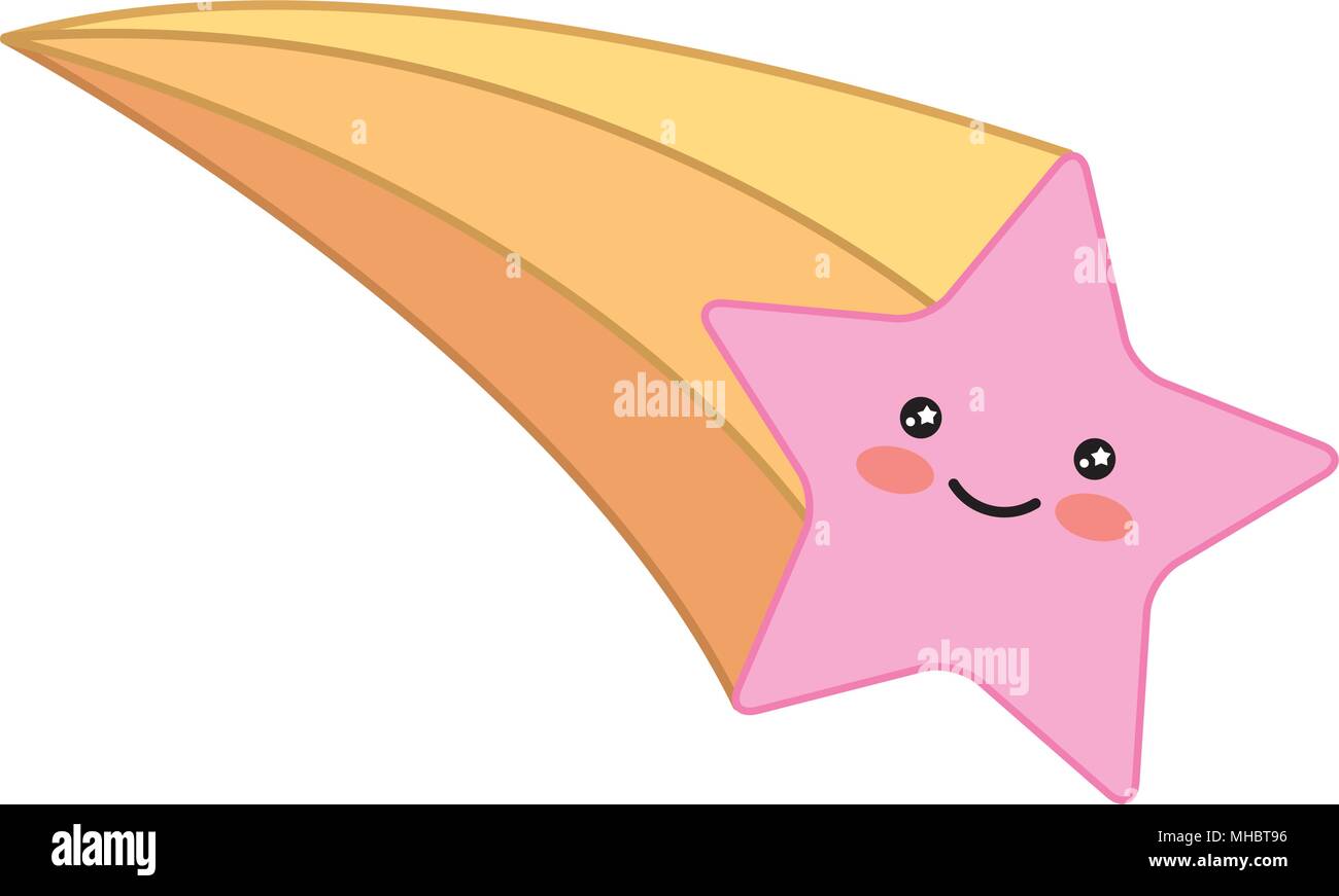 kawaii cartoon flying star comic vector illustration Stock Vector Image ...
