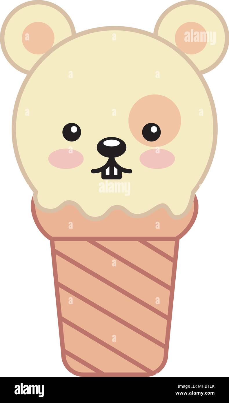 kawaii ice cream face mouse cartoon vector illustration Stock Vector ...