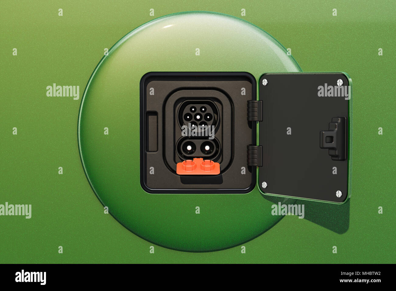 Charging station socket outlet closeup, 3D rendering isolated on white ...