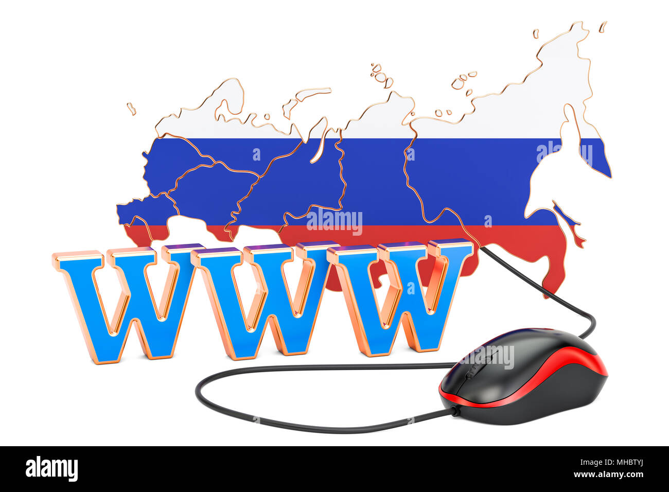 Internet connection in Russia concept. 3D rendering isolated on white ...