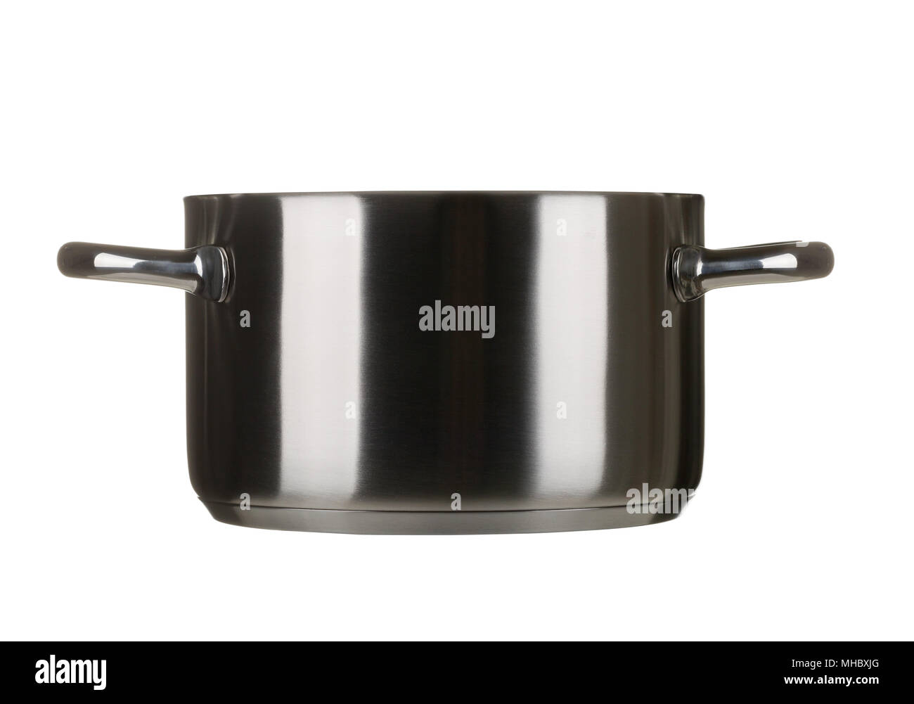 Open stainless steel cooking pot isolated on white background Stock ...