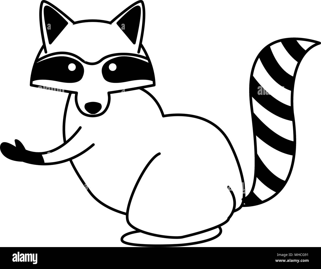 Raccoon Cartoon Black And White