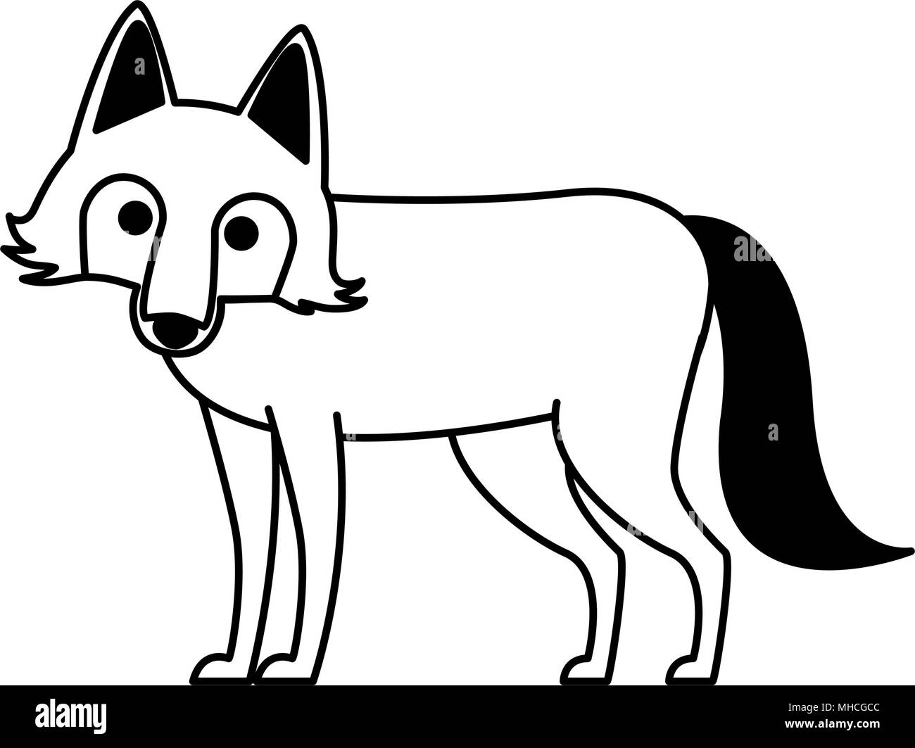Wolf wild animal on black and white Stock Vector Image & Art - Alamy