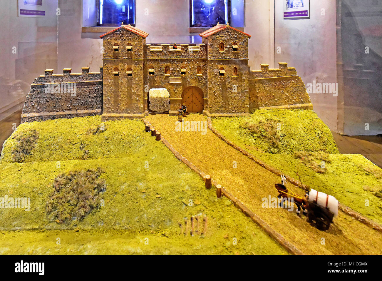 Arbeia Roman fort museum South Shields model of the main entrance Stock ...