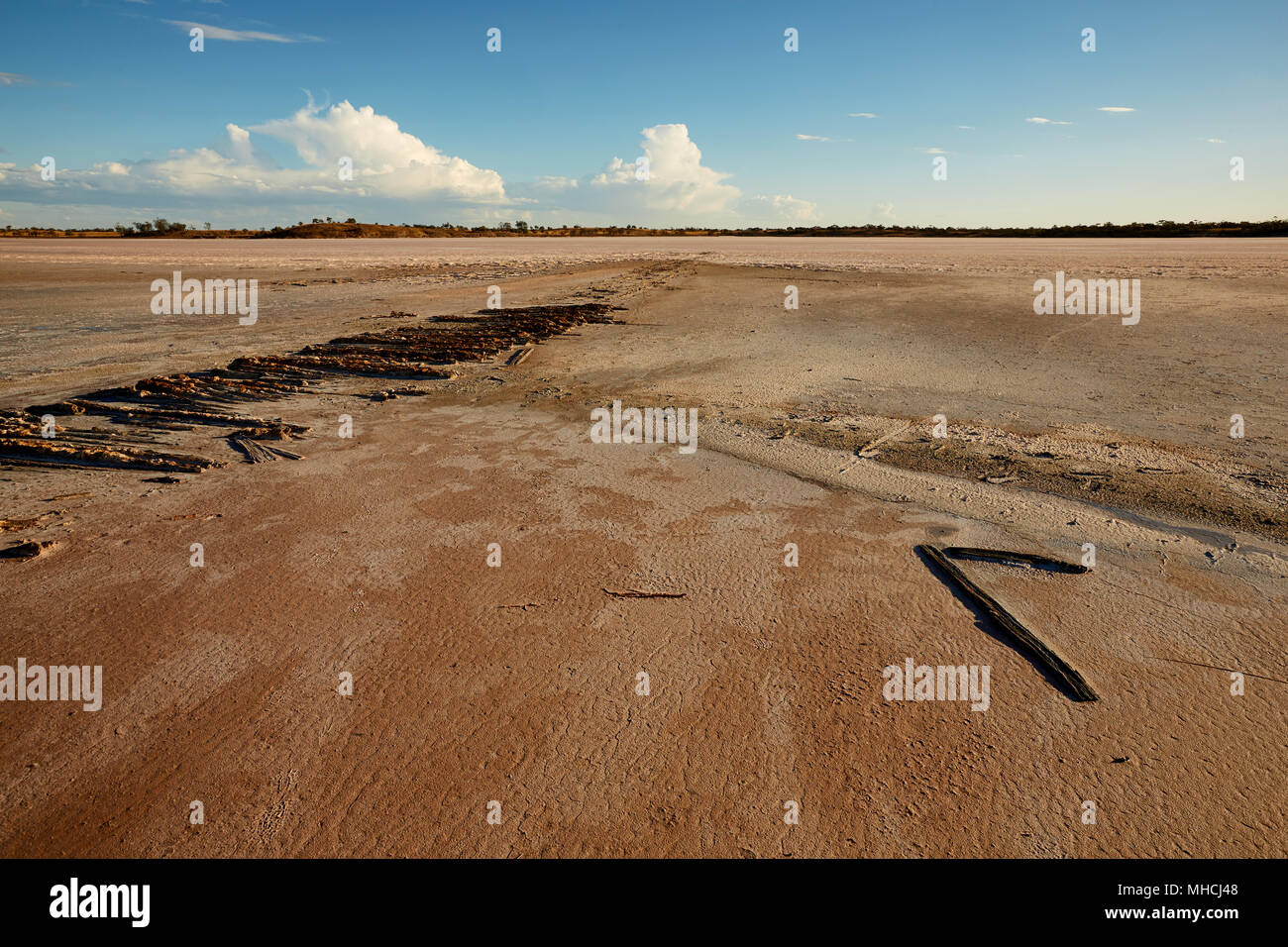 Old railway line which use to cross Lake Crosbie transporting salt from ...