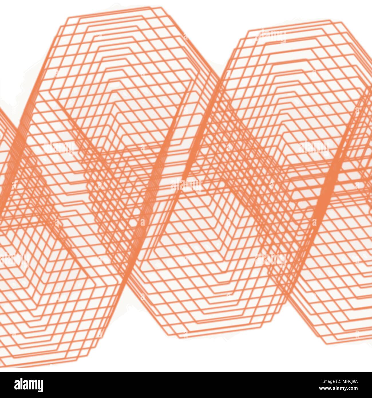 orange watercolor curved grid background pattern, vector illustration ...