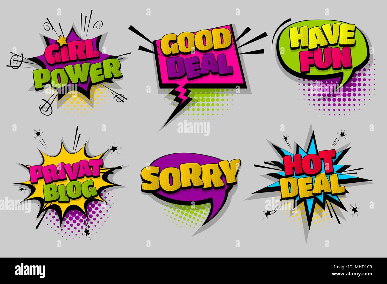 Set comic text speech bubble pop art Stock Vector Image & Art - Alamy