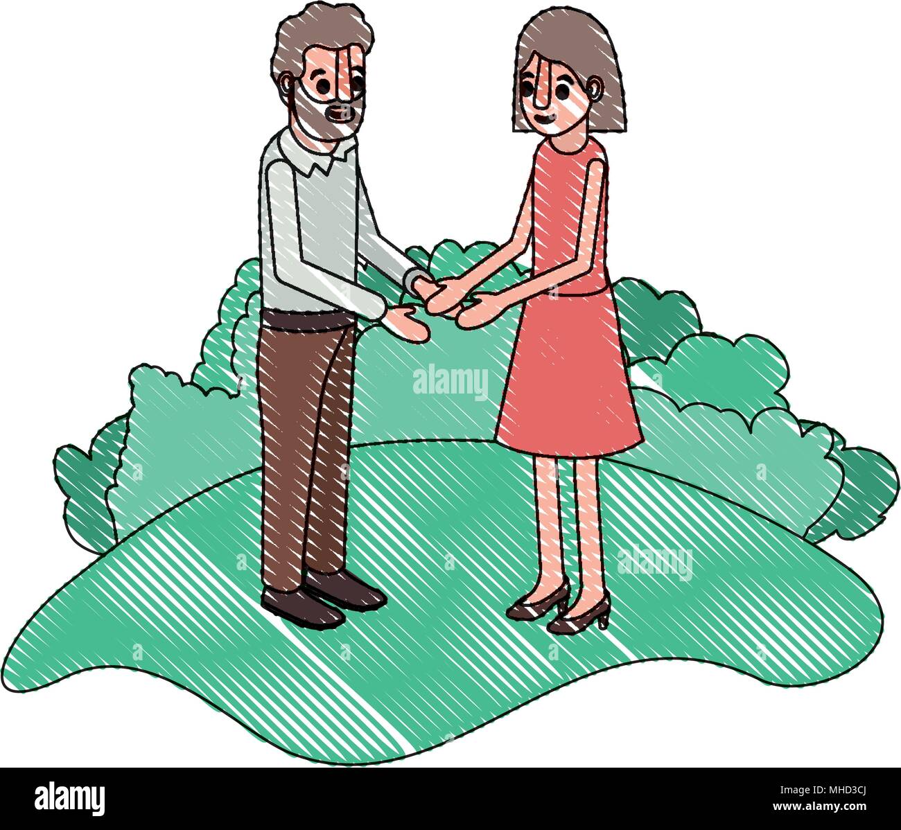 couple isometrics in field landscape avatars characters Stock Vector ...
