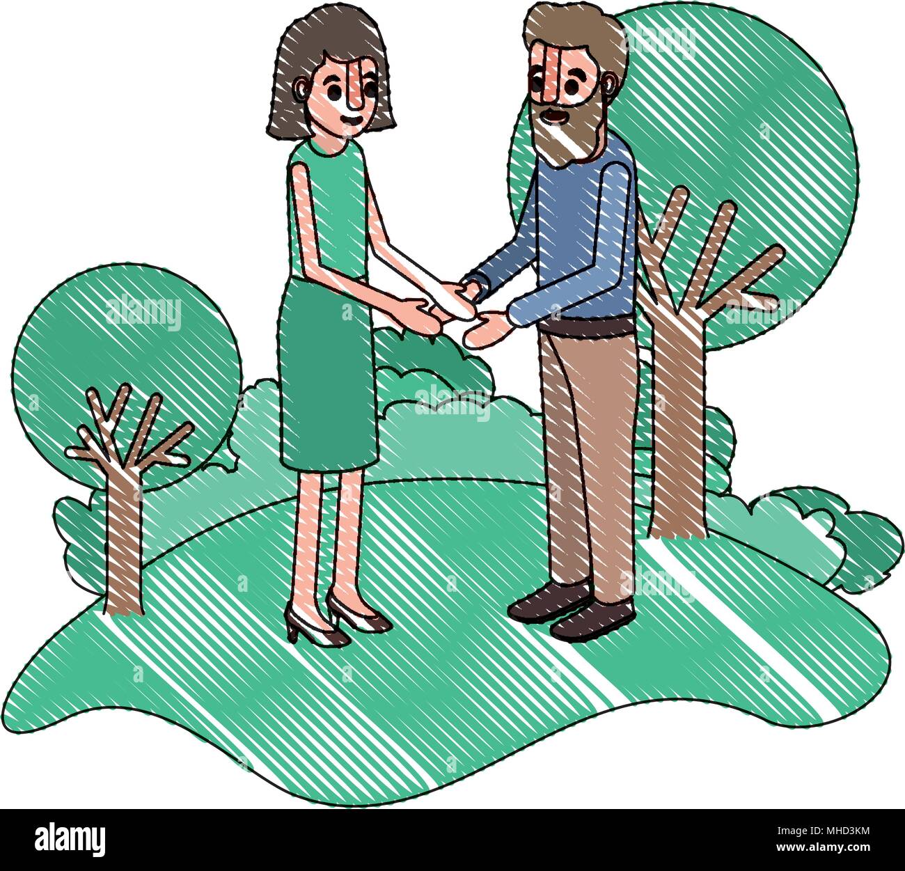couple isometrics in field landscape avatars characters Stock Vector ...