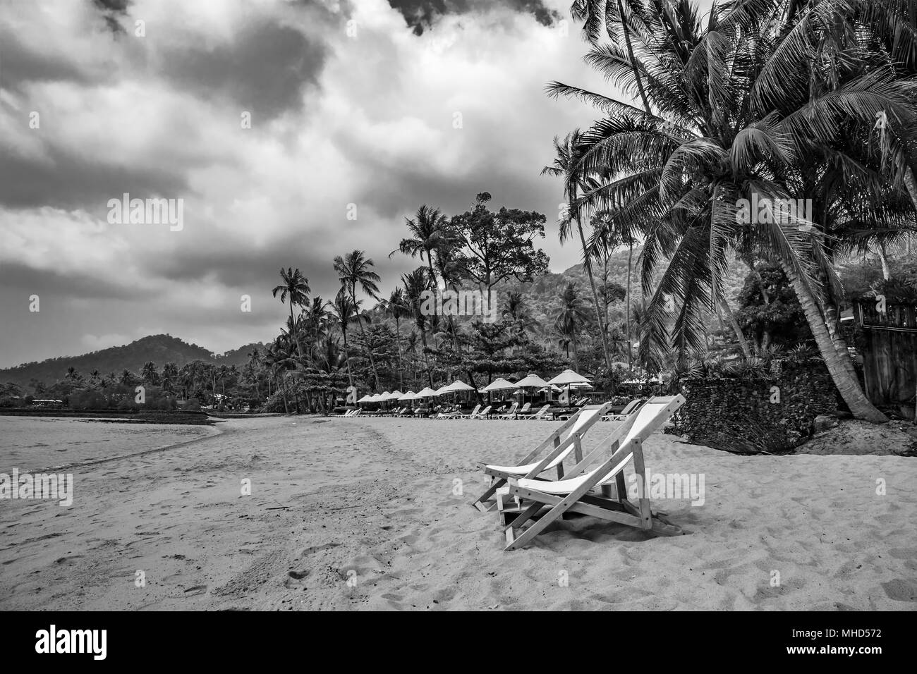 Exotic beach vacation Black and White Stock Photos & Images - Alamy