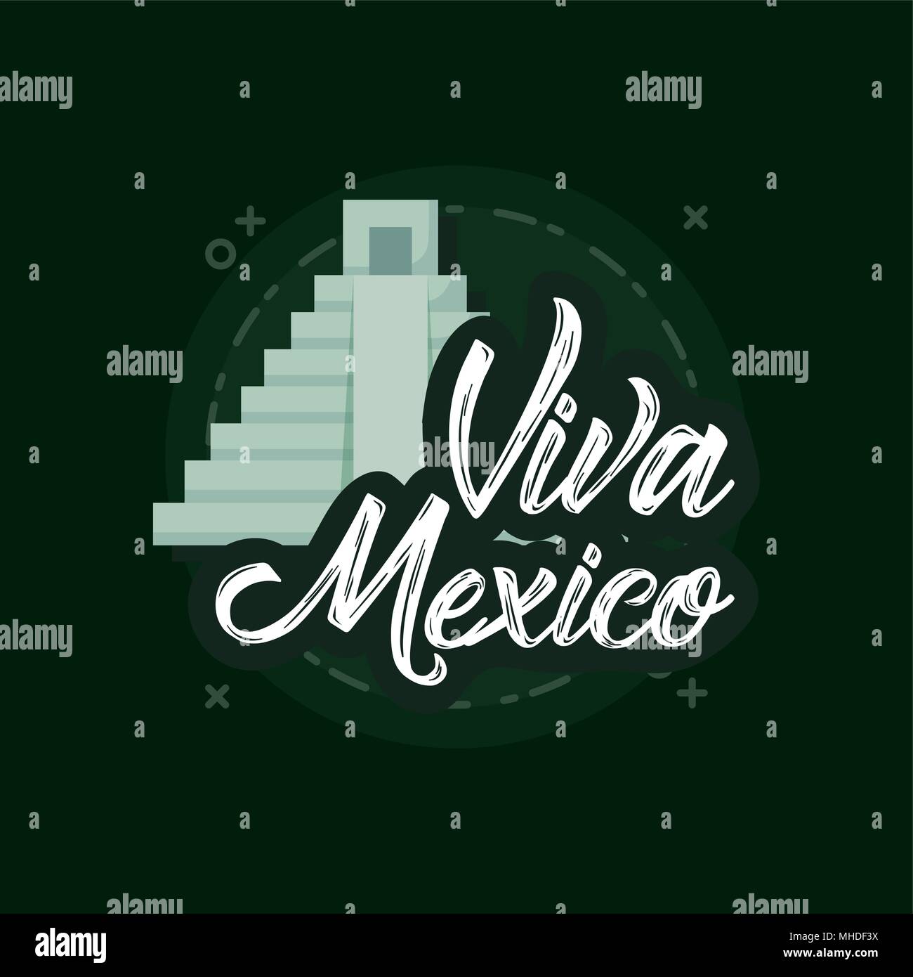 Viva mexico design with mexican pyramid over green background, colorful ...