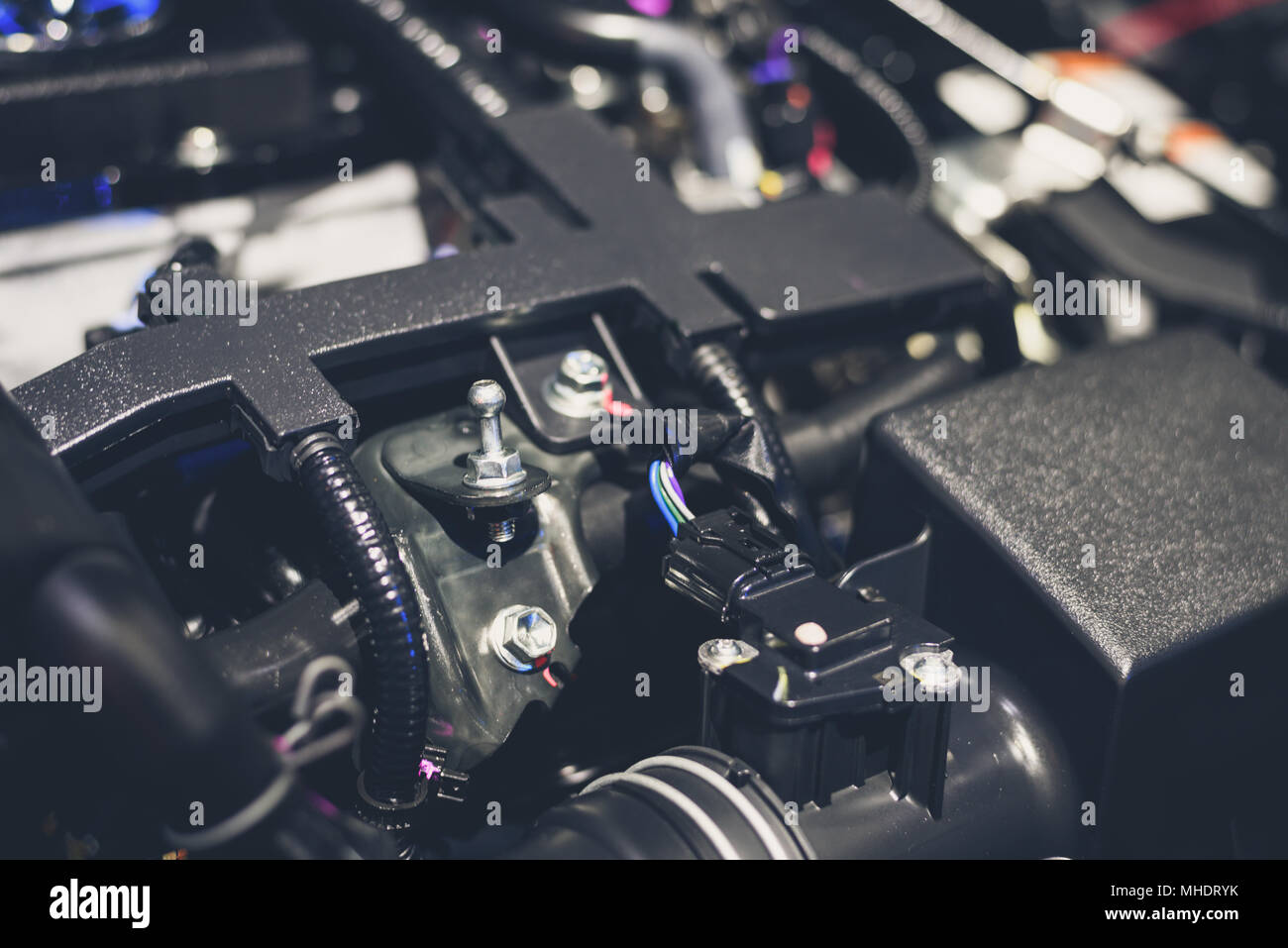 Close up shot of car engine for background Stock Photo - Alamy