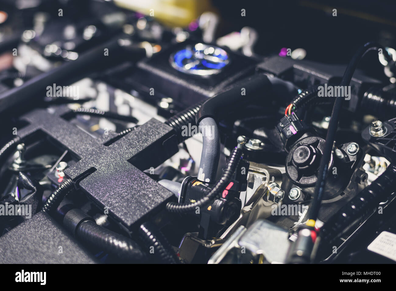 Close up shot of car engine for background Stock Photo - Alamy