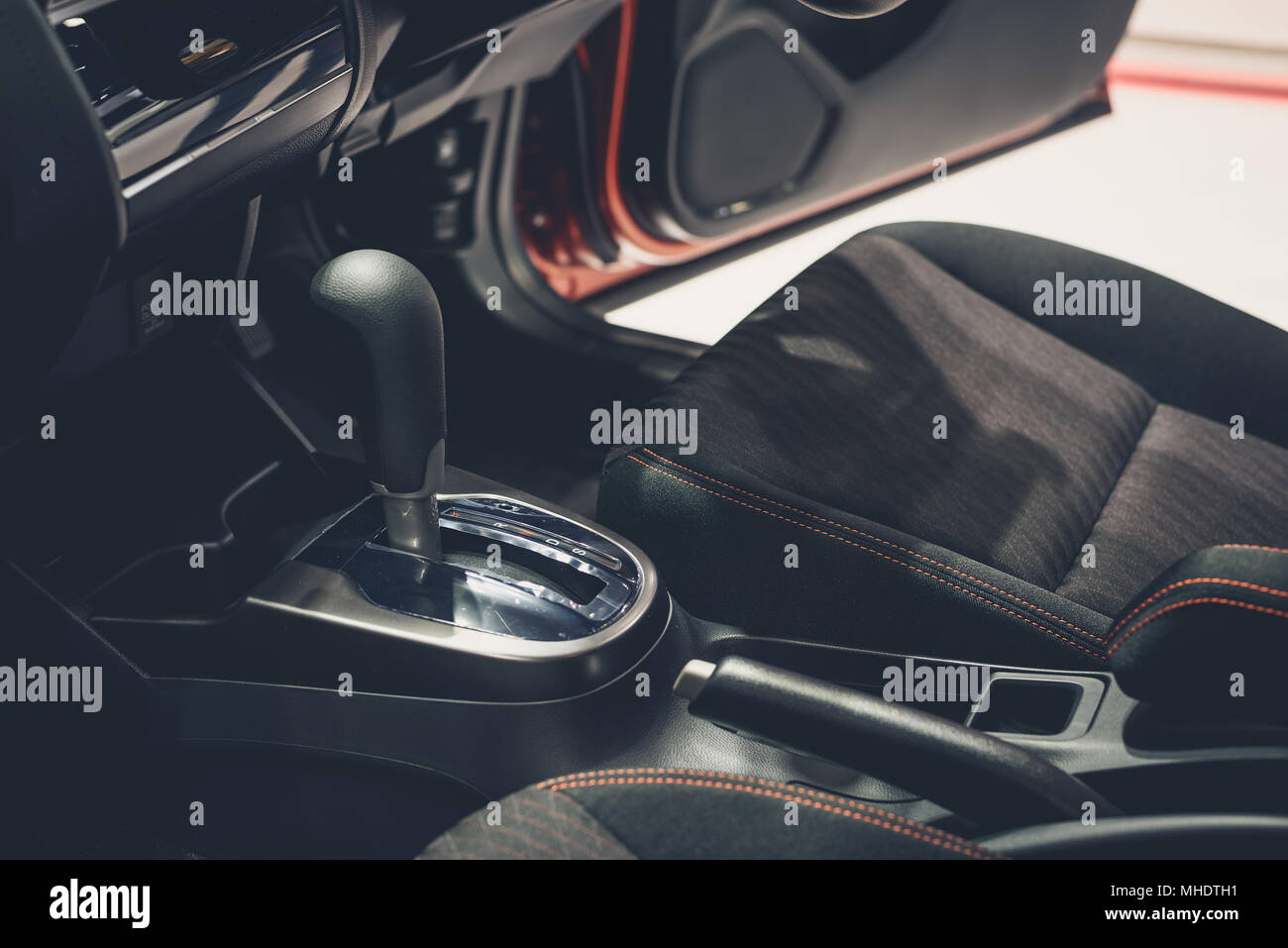 Automatic gear stick inside modern car for background Stock Photo - Alamy