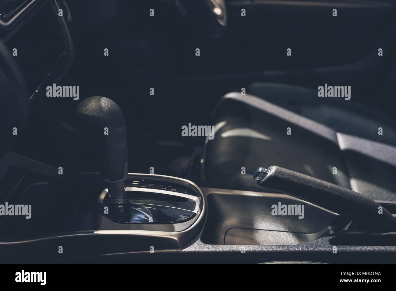 Automatic gear stick inside modern car for background Stock Photo - Alamy