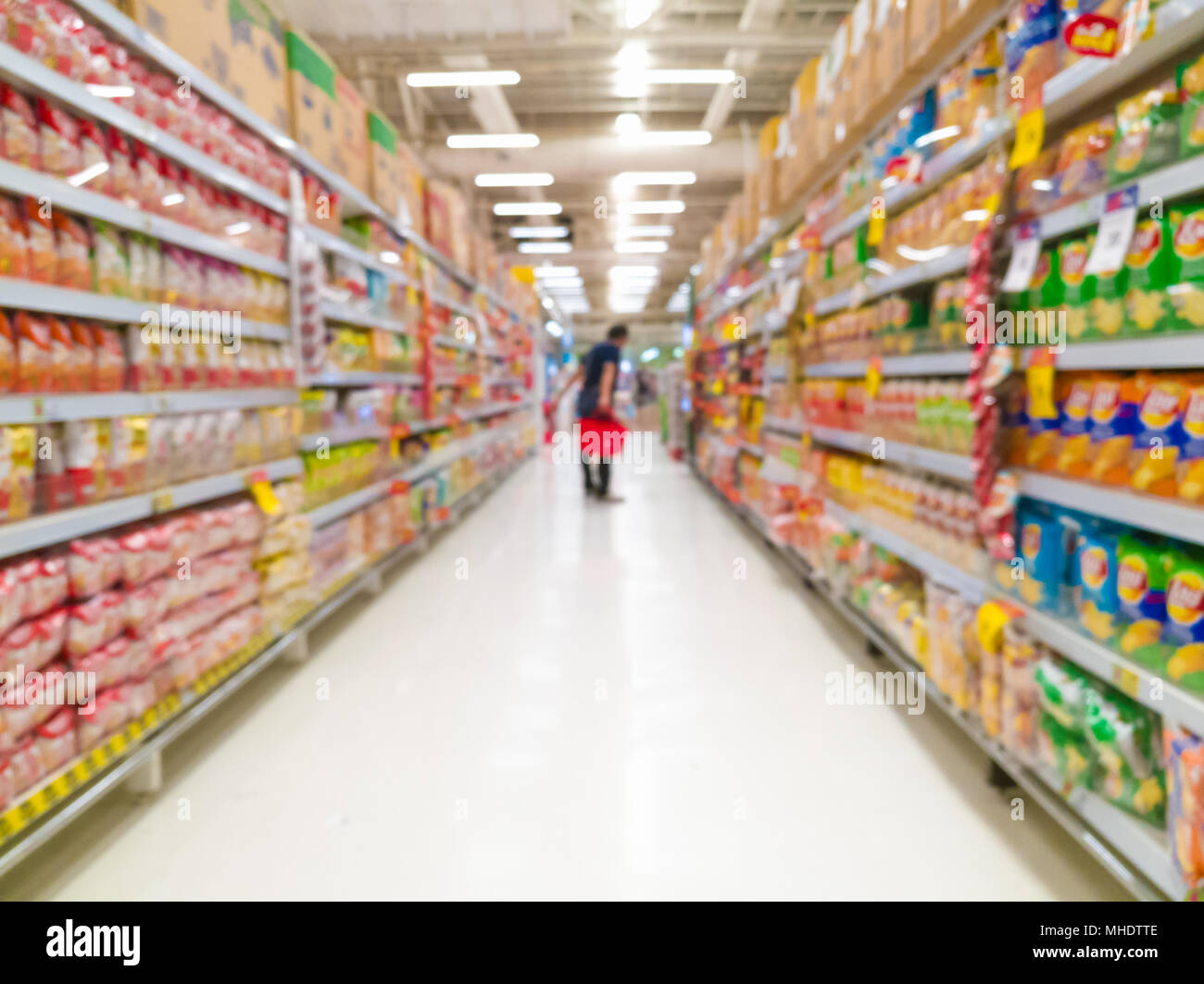 Abstract blur supermarket for background,A man shopping in supermarket ...