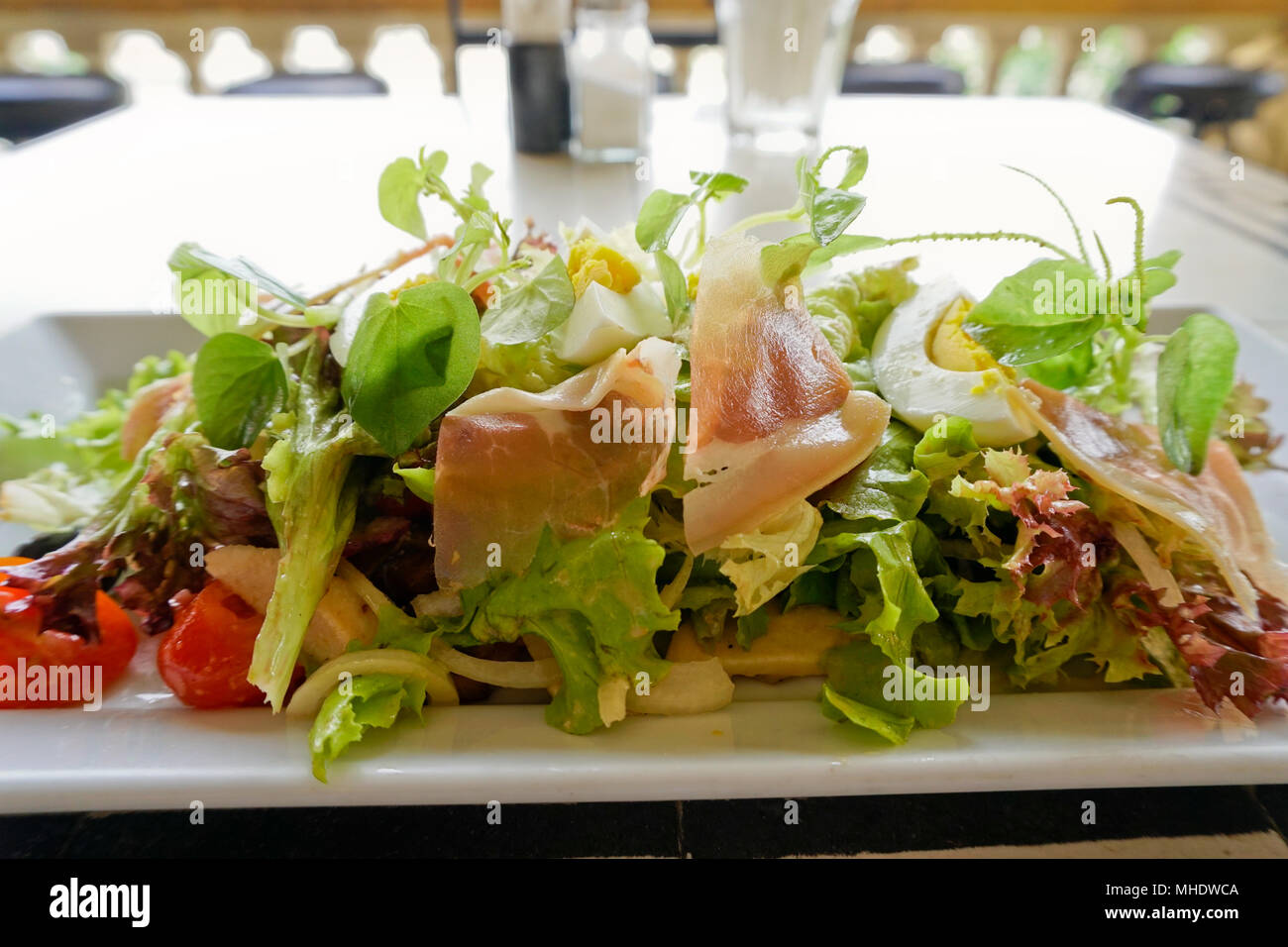 Healthy salad of greens, eggs, and prosciutto at the FCC. The Foreign ...