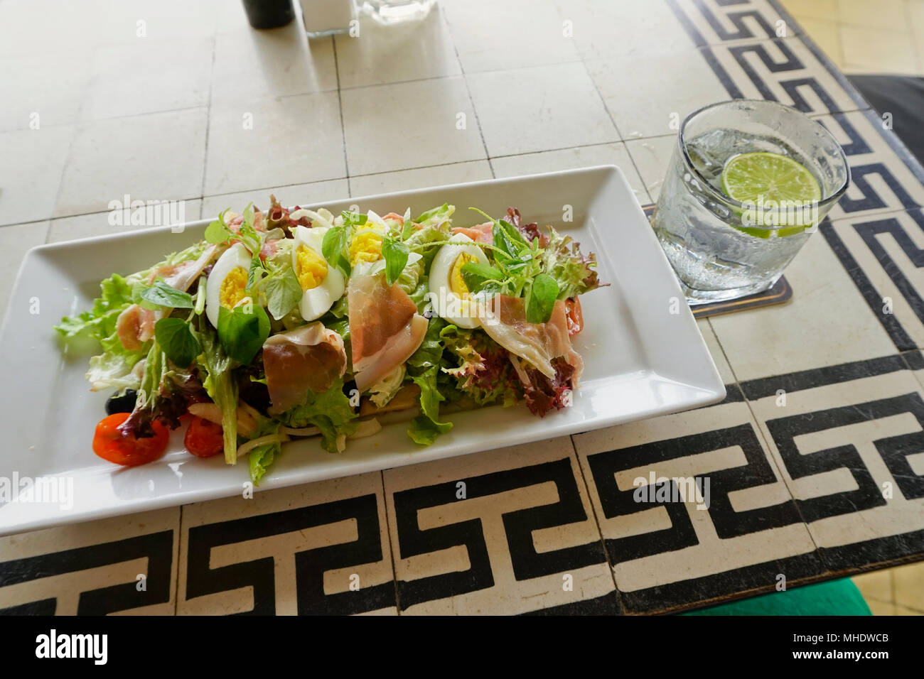 Healthy salad of greens, eggs, and prosciutto at the FCC. The Foreign ...