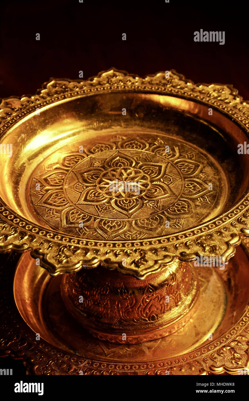 Offering tray, Wat Botum (Wat Botumvatey), Phnom Penh city, Cambodia ...