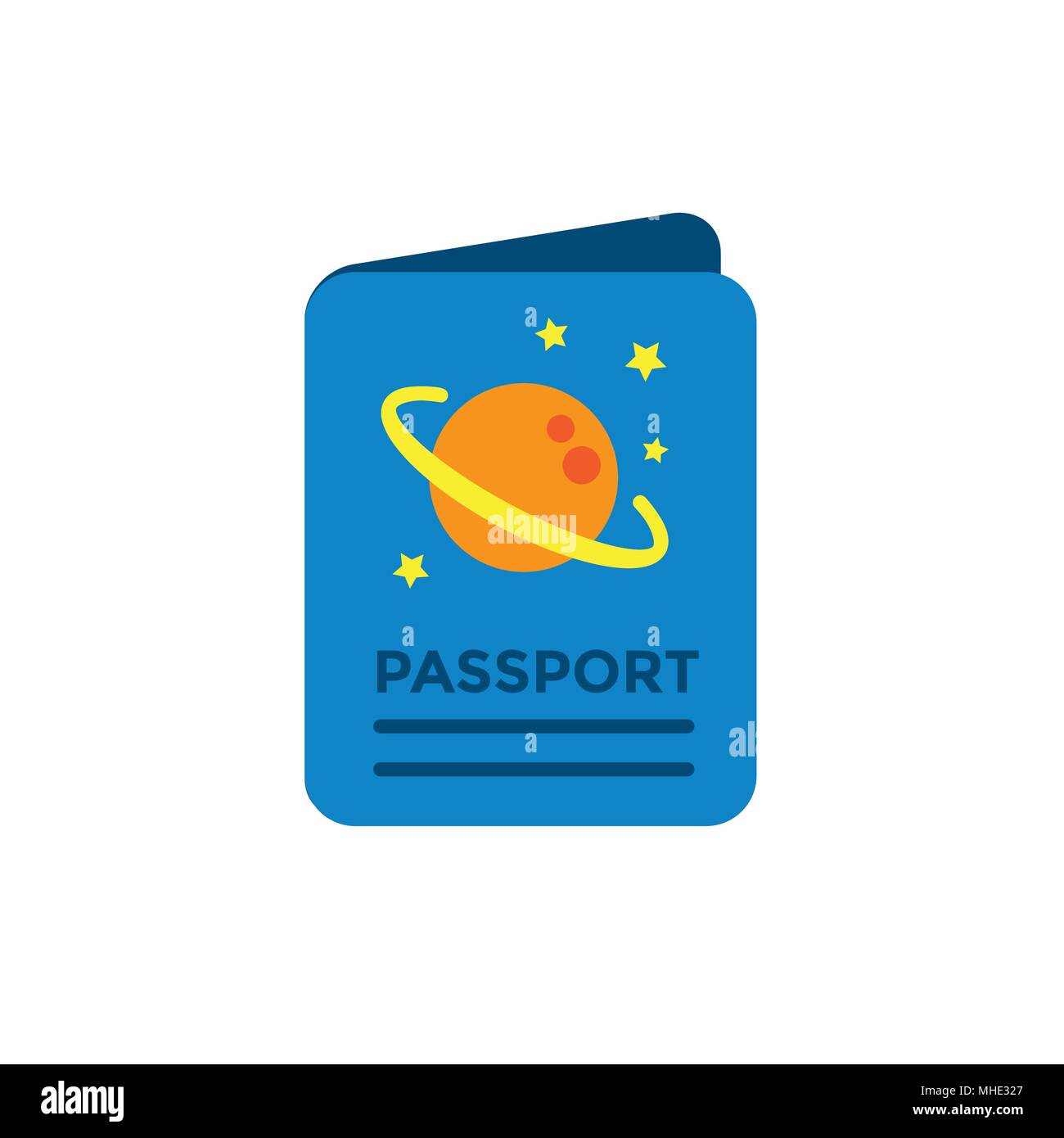 Space Travel icon w Passport - Tourism to Outer Space - Exploration ...